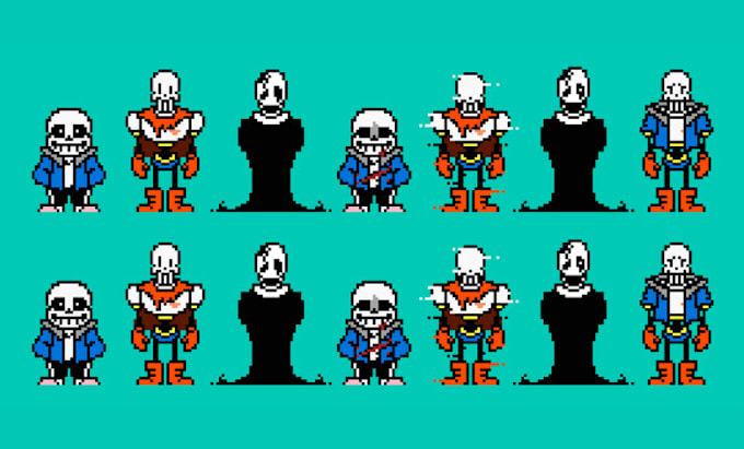 Draw pixel art character, background, undertale overworld sprite for ...