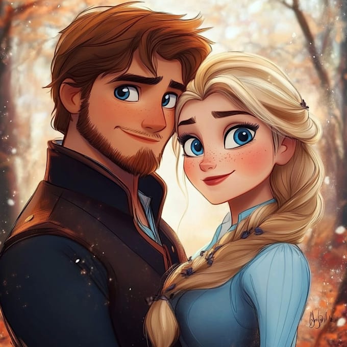Make your cute disney cartoon style couple portrait by Mudrirea | Fiverr