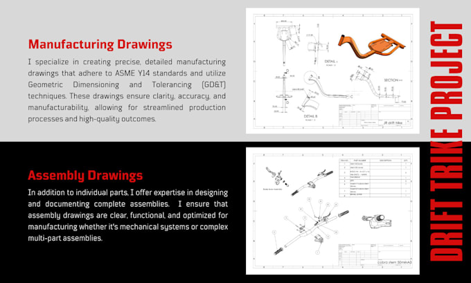 Draft technical drawings, engineering drawings for manufacturing and ...