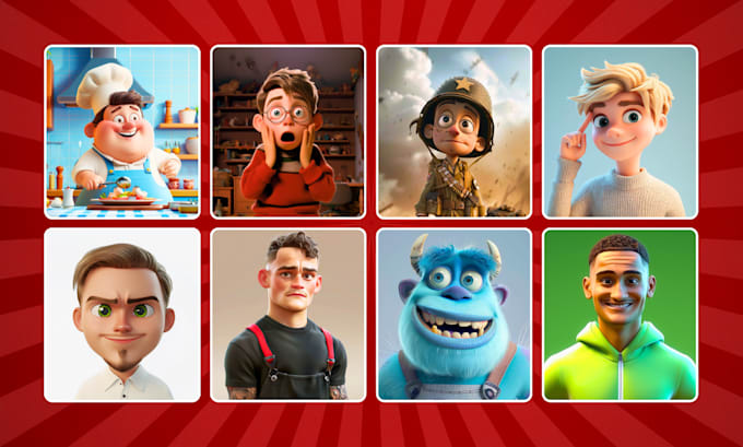 Create 3d pixar style cartoon character, ai art by Lennscape | Fiverr