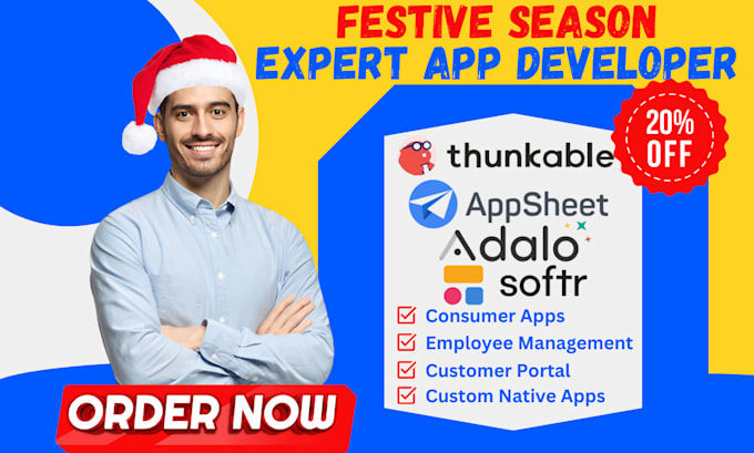 Create thunkable adalo 2 softr appsheet client portal native mobile and web app by Fred ...