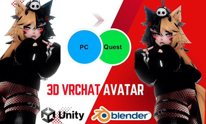 Design or edit 3d vrchat avatar vtuber create vrchat vr furry nsfw avi modelling by Deewhy_1 ...