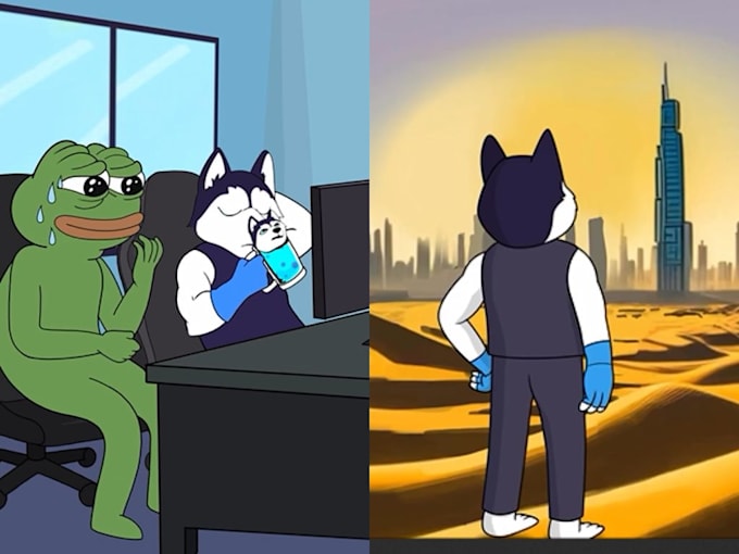 Create viral 2d animation memecoin crypto video coin art comics, solana ...