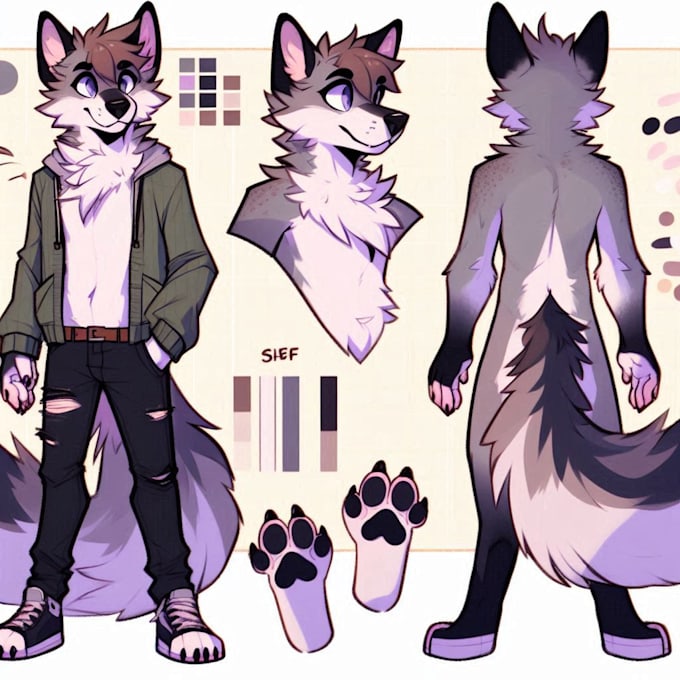 Draw fursona furry ref sheet character vtuber illustration feral oc ...