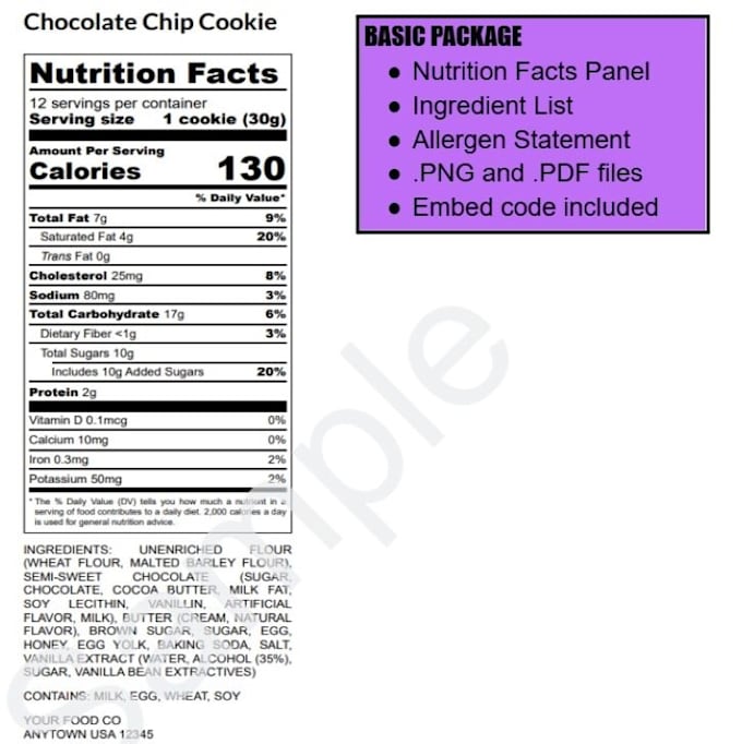 Generate a nutrition facts panel and claims for your recipe by ...