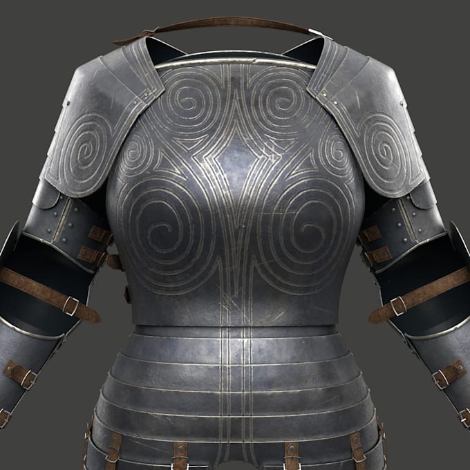 Design a 3d plate armor model,3d character model, game asset, helmet ...