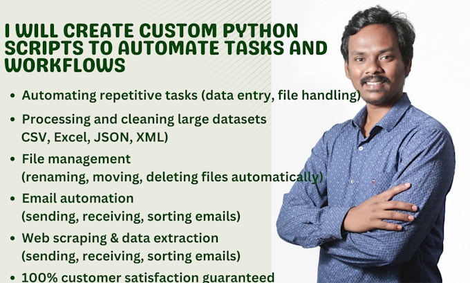 Automate any custom repetitive tasks with python programming by Bhadmanathan | Fiverr