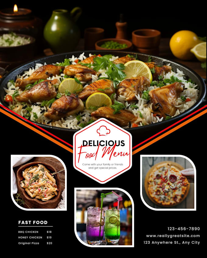 Do digital restaurant food menu board flyer signage design for static ...