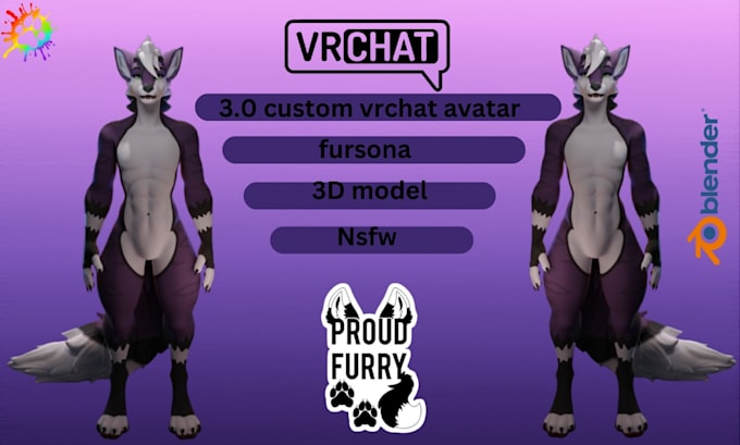 Create custom vrchat avatar, 3d model, vrc furry avatar, 3d vtuber, nsfw