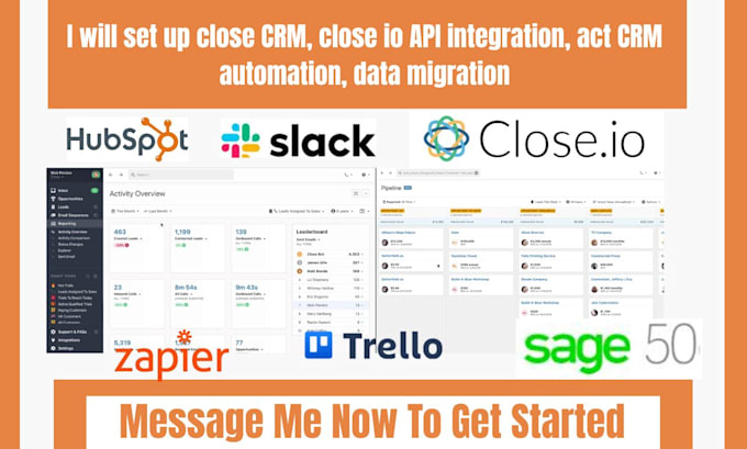 Set up close crm, close io api integration, act crm automation, data migration by Favour ...