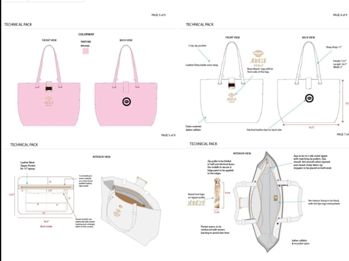 Design bag tech pack, tote bag, flat sketch, bag tech pack, bags ...