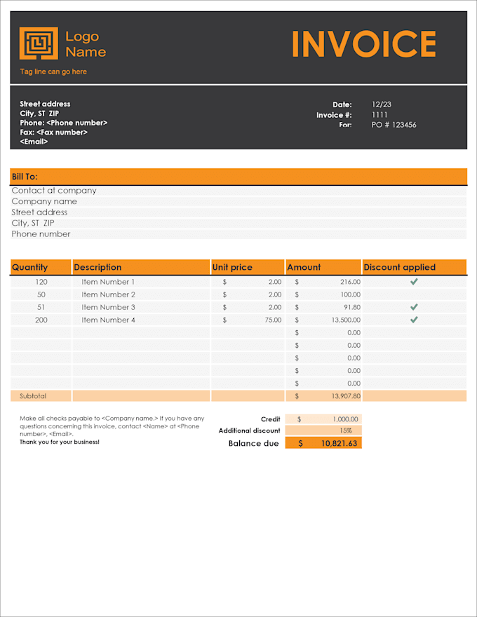 Create invoice design, template, receipt in excel and google by Analyst_mohsin | Fiverr