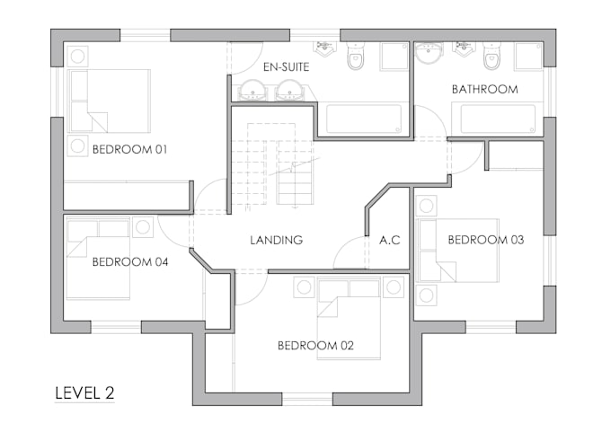 Draw, redraw 2d architectural floor plan, blueprint autocad by Farwa_rehman | Fiverr