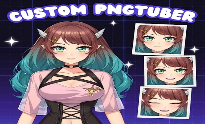 Diseño de vtuber personalizado, tuber png para transmisión en vivo en 2d, animación de vtuber