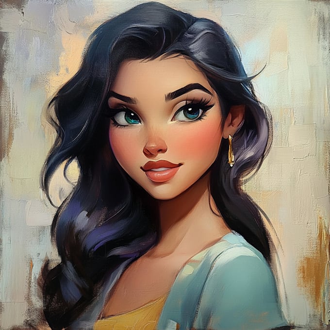 Make a portrait in semi realism disney cartoon style by Nikynome | Fiverr