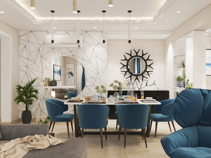 Do interior design of your living room, bedroom, kitchen and 3d rendering by Arch_nahid2030 | Fiverr