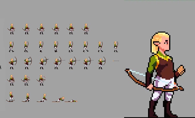 Pixel art character, sprite sheet, animation lofi loop 16bit 32bit ...
