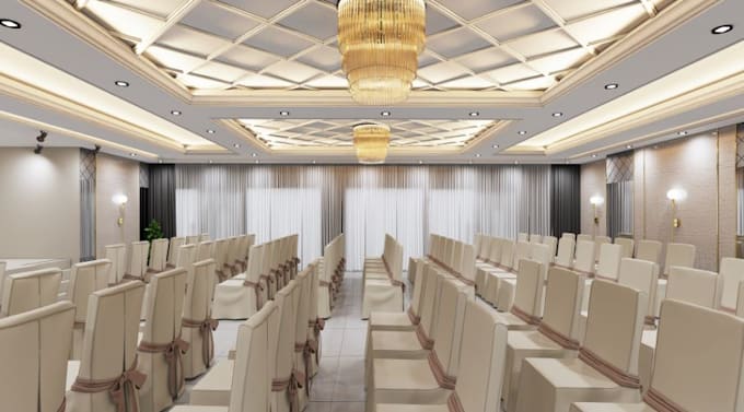 Modern event hall design cinema,hotel, event center,revit rendering ...