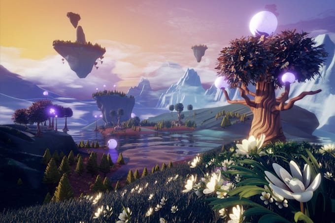 Create fantasy environment concept art for game, digital landscapes by ...
