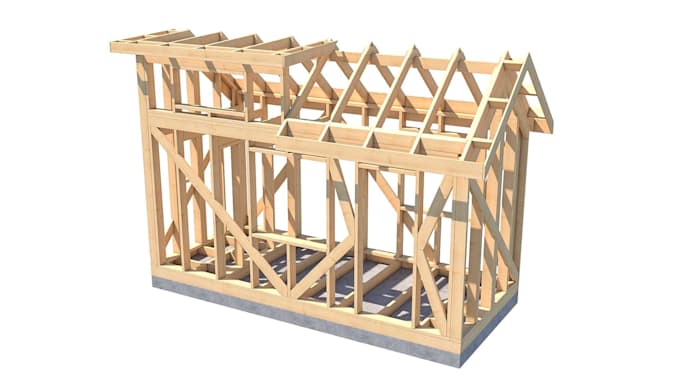 Design 3d timber frame cabin for house 3d steel framing with 3d ...