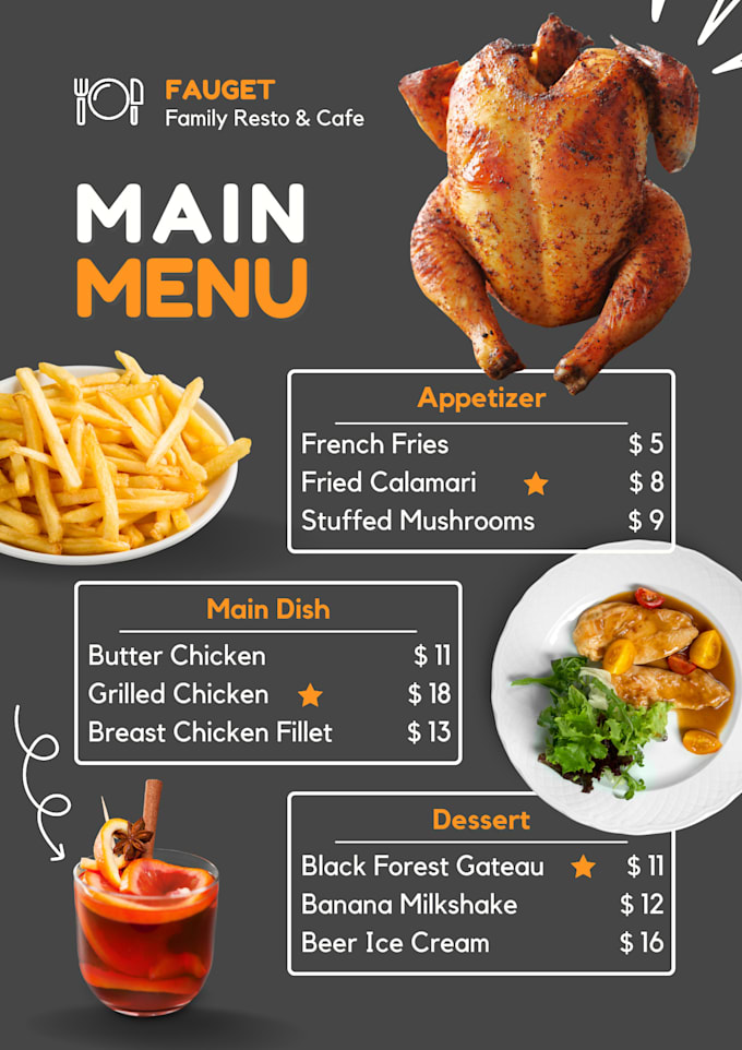 Professional menu card design for restaurants and business by ...