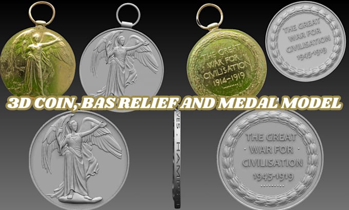 Sculpt 3d coin, pendant 3d bas relief cnc relief logo medallion ...