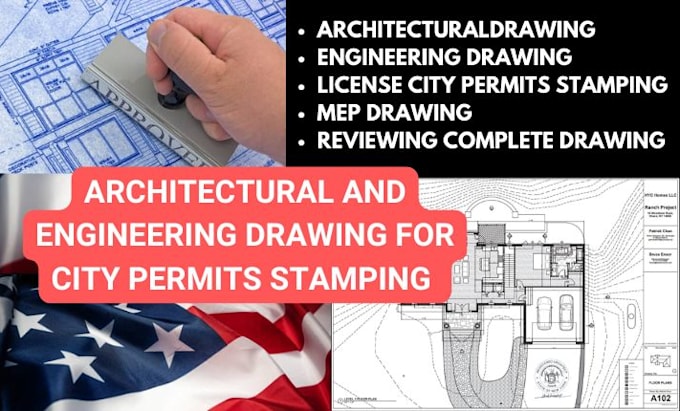 Draw architectural drawing stamp usa engineering drawing city permits ...