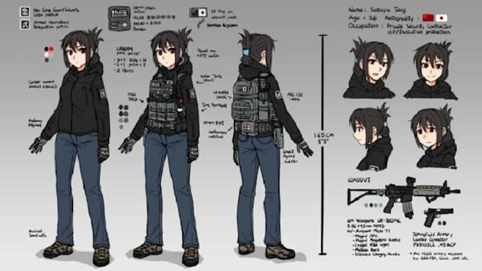Design anime character sheet, character sheet reference for vtuber ...