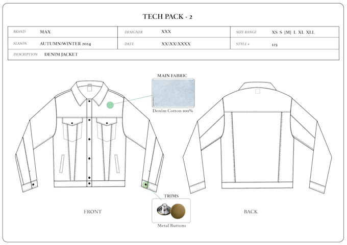 Create technical flat sketches and tech pack by Deepikagunda28 | Fiverr