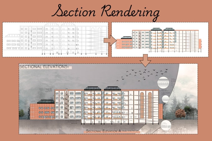 Render elevations and sections of your building by Muneeba_mehmod | Fiverr