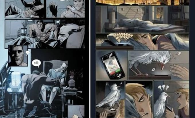 Create vintage comic book ilustration graphic novel comic strip animation