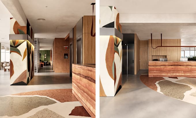 Do cgi interior, hotel lobby design, reception with 3d rendering by ...