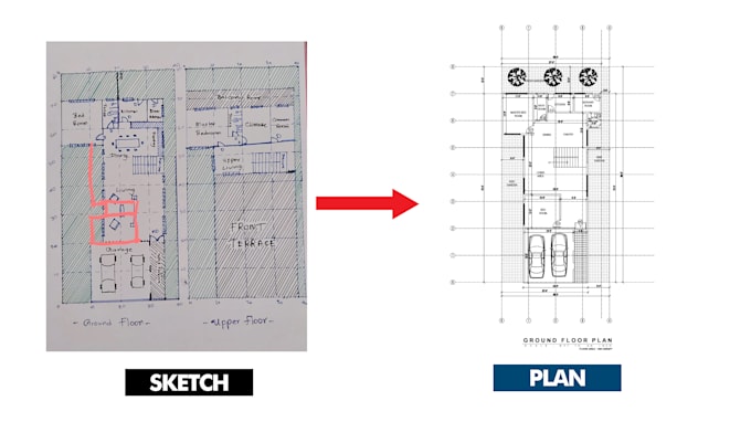 Redraw autocad 2d floor plan using sketch drawing by Cadtakendesign | Fiverr