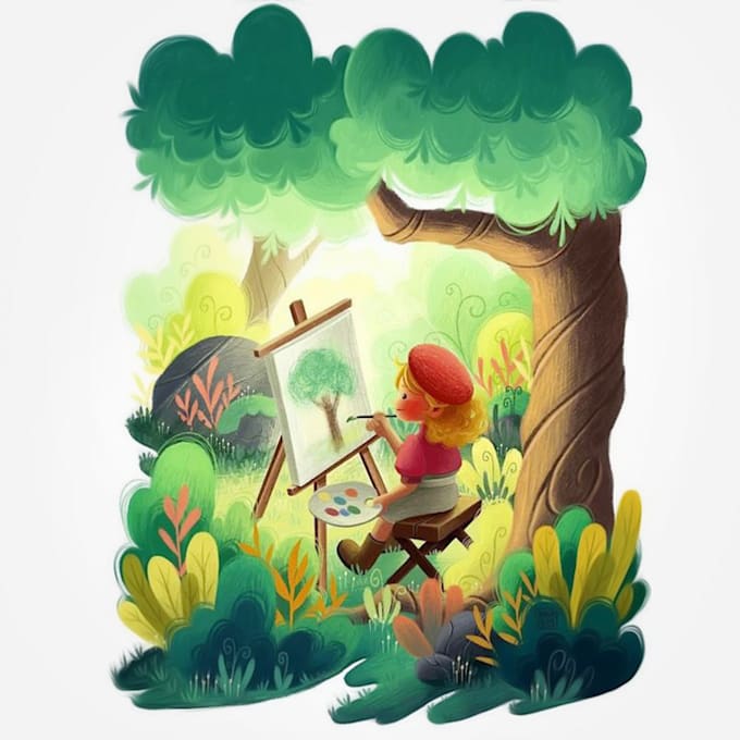 Draw original children story book illustration and cover page design by ...