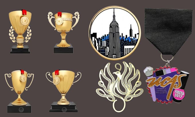Design a medal 3d cad jewelry fiesta medals lapel pins trophy for 3d ...