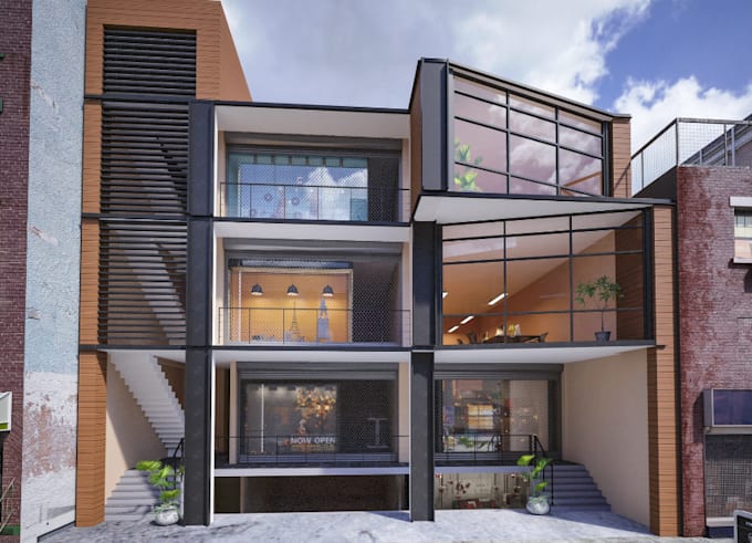 Revamp 3d shopping mall, modern complex, cgi interior, revit model,8k ...