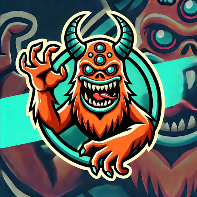 Do make a unique monster mascot logo with unlimited revision design by ...