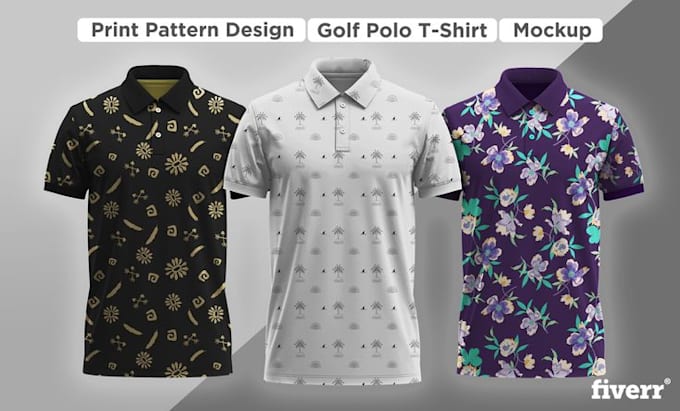 Create print pattern golf polo t shirt design and mockup by Deshan ...
