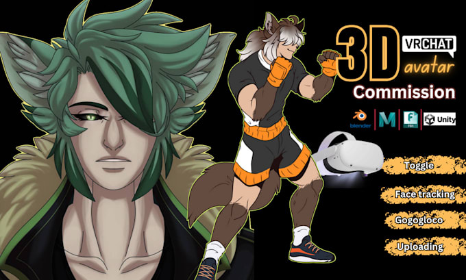Model 3d custom vrchat avatar furry avatar nsfw avatar with gogoloco ...