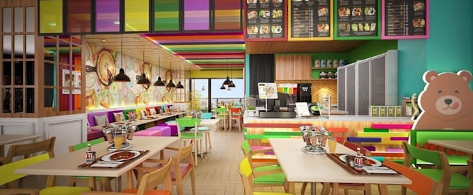 Light up 3d commercial interior,pizza house,bar,resturant,store,revit ...