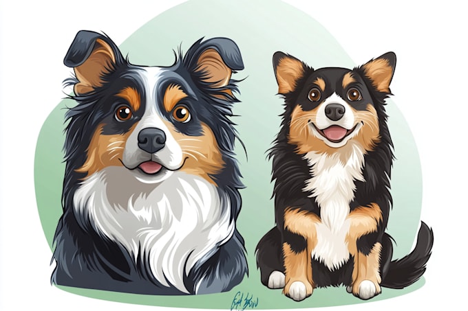 Draw pet portrait into cartoon vector by Alimaning | Fiverr