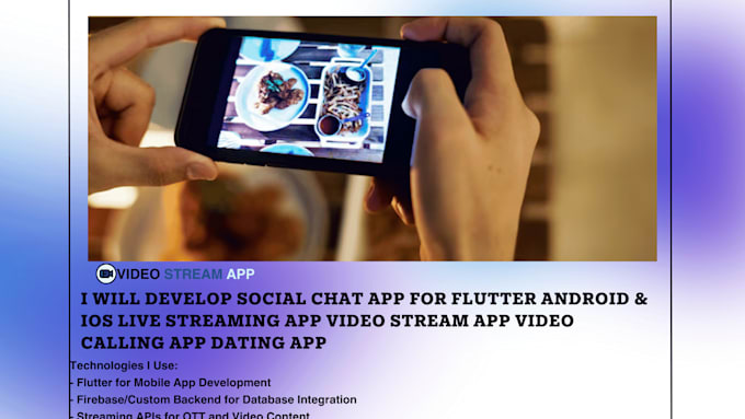 Social chat app flutter android ios live streaming app video stream app dating by Lilly_dev | Fiverr