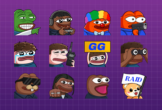 Draw custom pepe the frog emotes for twitch, discord, kick by Nakama ...