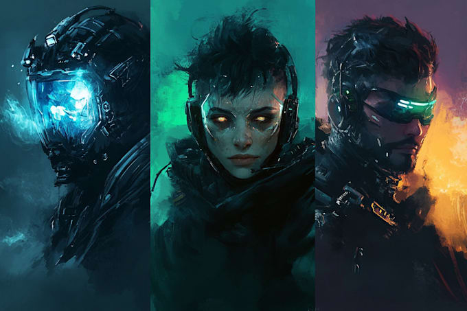 Design stunning sci fi, cyberpunk, portrait art by Tamngton | Fiverr
