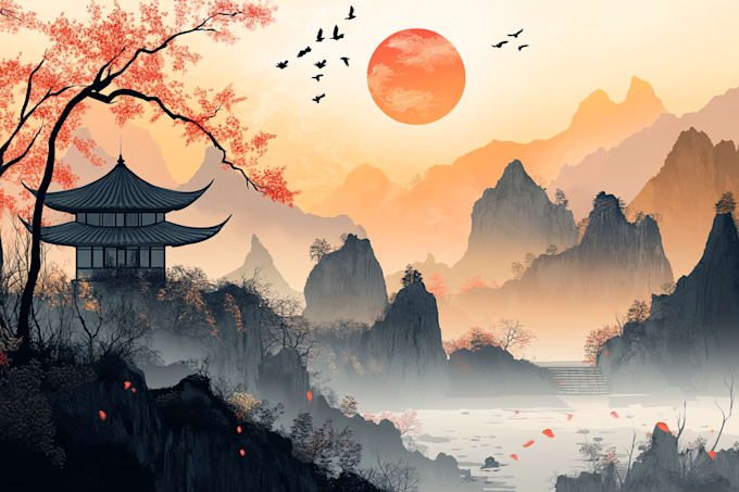 Draw a flat vector landscape illustration by Jakelinevens | Fiverr