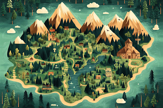 Draw beautiful map in vector illustration by Novaanch | Fiverr