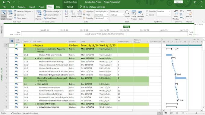 Create gantt charts, project schedules, and network diagrams in ms project by Ubaidu876 | Fiverr