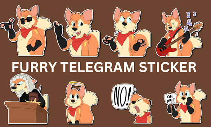 Draw a set of furry telegram stickers, nsfw stickers, discord animated ...