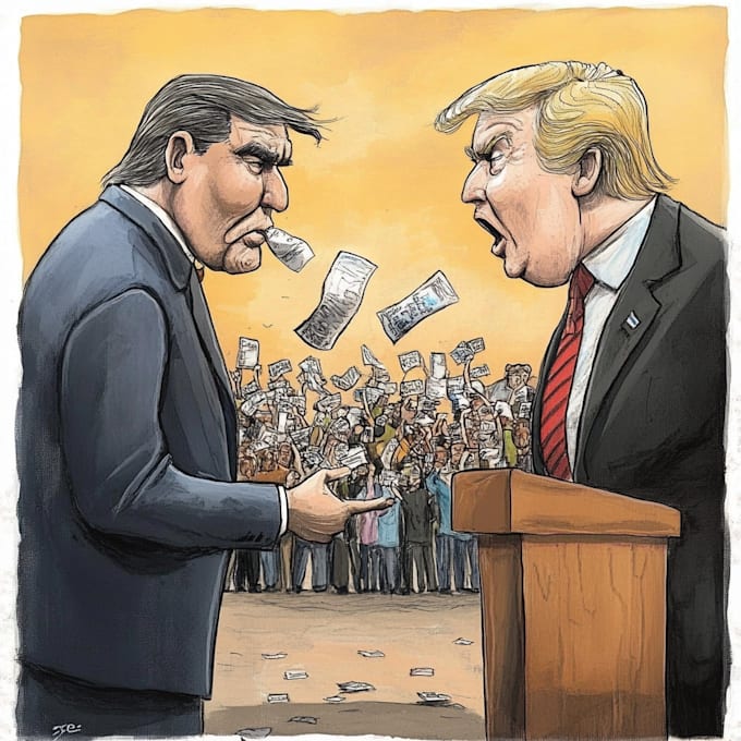 Make political cartoon style portrait painting by Sthulax21 | Fiverr