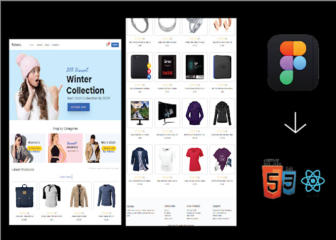 Change figma design to frontend html css react js by Laibach819 | Fiverr